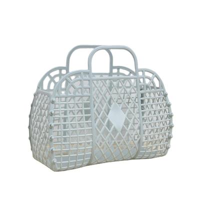 중국 어린이 해변 가방 재사용 선물 바구니 개방 닫기 플라스틱 토트 가방 소녀 및 더 많은 판매용