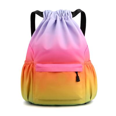 China Custom Color Printed Practical Lightweight Durable Waterproof Drawstring Gym Backpack for sale