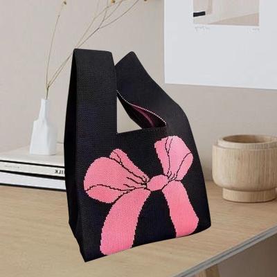 China Customized Tote Bag Design Knitted Organic Cotton Fabric with Eco-Friendly Bow Knot for sale