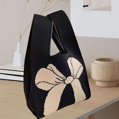 China Customized Tote Bag Design Knitted Organic Cotton Fabric with Eco-Friendly Bow Knot for sale