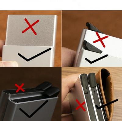 China Customized Color Pop Up PU Leather Metal Wallet Blocking Automatic Aluminium Credit Card Holder Custom for sale