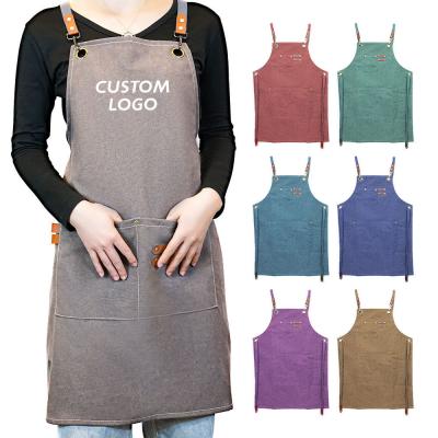 China Custom Logo Cross Back Cotton Apron for Kitchen Chef in Bulk Order Supply Purchase for sale