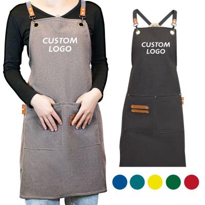 China Custom Logo Cross Back Cotton Apron for Kitchen Chef in Bulk Order Supply Purchase for sale