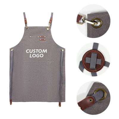 China Custom Logo Cross Back Cotton Apron for Kitchen Chef in Bulk Order Supply Purchase for sale