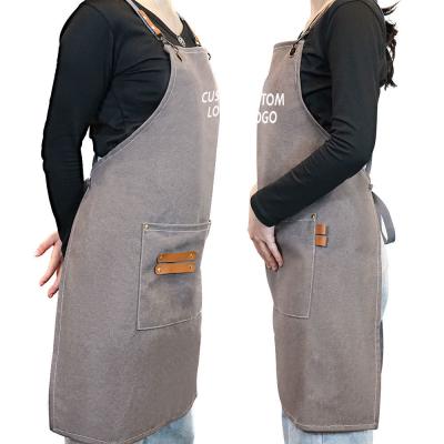 China Custom Logo Cross Back Cotton Apron for Kitchen Chef in Bulk Order Supply Purchase for sale