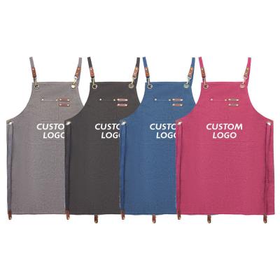 China Custom Logo Cross Back Cotton Apron for Kitchen Chef in Bulk Order Supply Purchase for sale