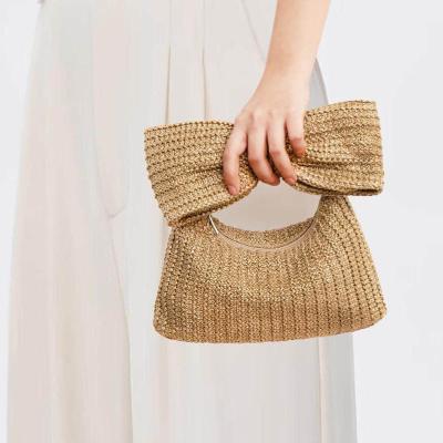 중국 쇼핑 가방 맞춤형 여성 Bow Straw Woven Beach Raffia 클러치 핸드백 Casual Tote 판매용