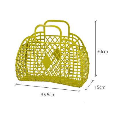 Cina 2023 Summer Portable Vacation Plastic Pvc Fashion Beach Retro Jelly Basket Bag per donna in vendita