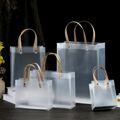 중국 재사용 가능한 투명한 선물 쇼핑 포장 가방 손잡이 판매용