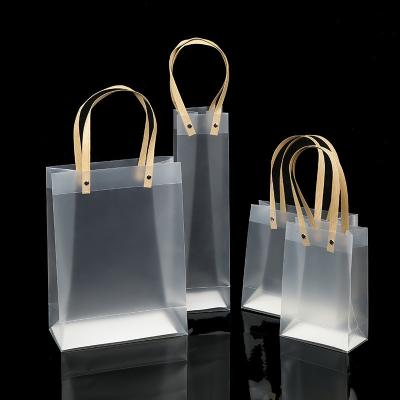 중국 재사용 가능한 투명한 선물 쇼핑 포장 가방 손잡이 판매용