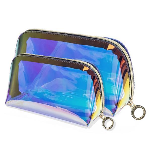 Quality Custom Logo Printed Transparent Laser Pvc Waterproof Travel Toiletry Bag for Products for sale