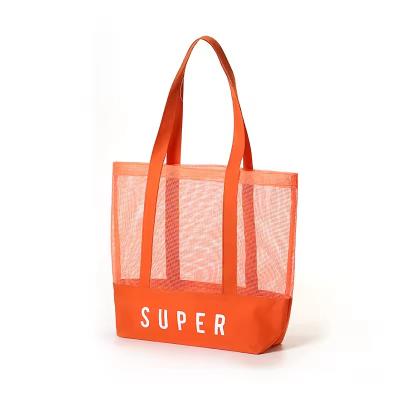 Китай Полиэстер основной материал пользовательский ультралегкий большой персонализированный пляжный меш Tote Bag продается