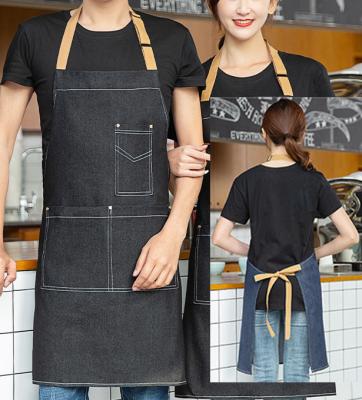 Cina Custom Logo stampato cotone denim Bib Apron Ideale per ambienti di bar e ristoranti occupati in vendita