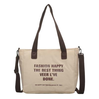 중국 Custom Logo Letter Cotton Canvas Tote Bag With Polyester Lining and Large Capacity (대용량 폴리에스테르 배열과 함께 커튼 캔버스 토트 가방) 판매용