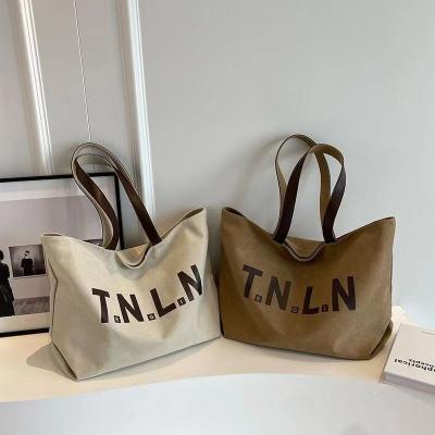 China Minimalist Large Tote Bag for Women Cotton Canvas Messenger Crossbody Purse for sale
