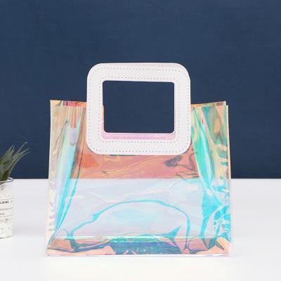 중국 맞춤형 색상 PVC 쇼핑 가방 고급 물성 홀로그램 선명한 여성용 토트 판매용