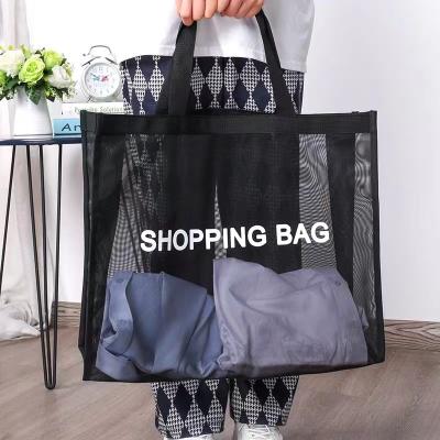 중국 맞춤형 로고 재사용 저장 시장 식료품 배송 재활용 해변 망 망원경 토트 가방 판매용