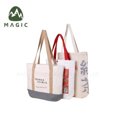 중국 환경 친화적 인 핸들 스타일 사용자 지정 로고 인쇄 캔버스 토트 가방 쇼핑 및 여행 판매용