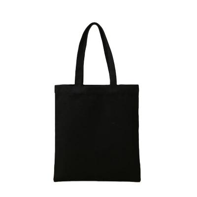 China Bolso de algodón de lona de color negro ecológico con logotipo impreso personalizado en venta