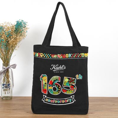 중국 일반 검은색 친환경 면화 캔버스 토트 가방 사용자 지정 인쇄 로고 재사용 쇼핑 판매용