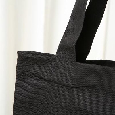 중국 일반 검은색 친환경 면화 캔버스 토트 가방 사용자 지정 인쇄 로고 재사용 쇼핑 판매용