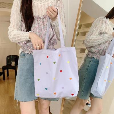 China Custom Embroidered Canvas Tote Bag for Women Medium Size Durable Shopping Shoulder Bag for sale