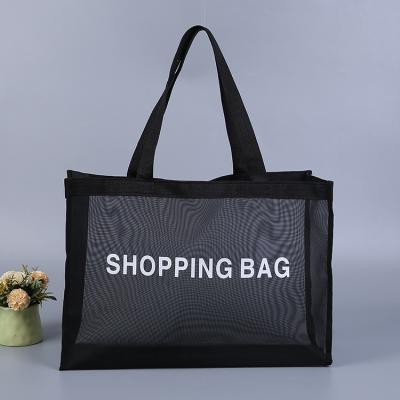 중국 맞춤형 디자인 재사용 나일론 와이어 메시 개인화 로고와 함께 해변 쇼핑 토트 가방 판매용