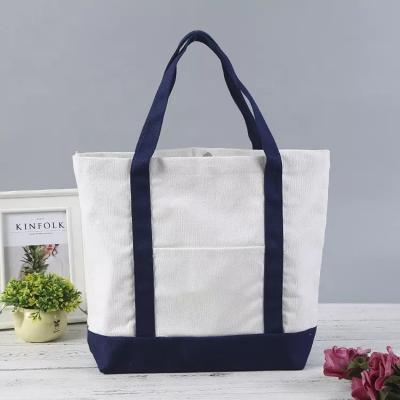 China Bolso de compras de lona de algodón personalizado con cierre de cremallera en venta