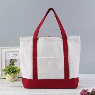 China Bolso de compras de lona de algodón personalizado con cierre de cremallera en venta