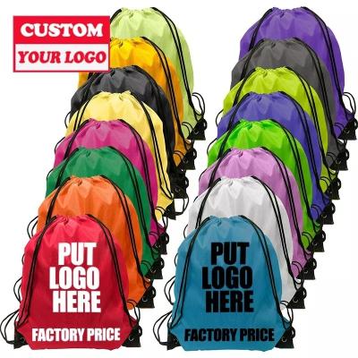 China Customized Medium Size Polyester Nylon Drawstring Backpack for Silk Screen Printing for sale