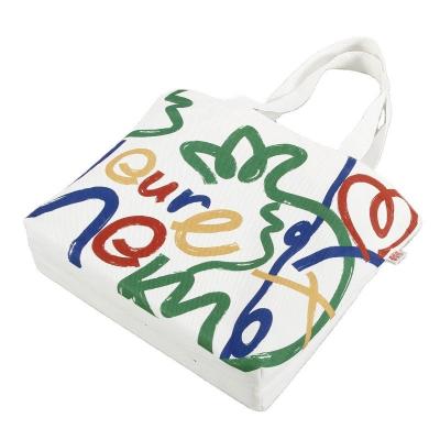 중국 로고와 글자 패턴이 있는 맞춤 실크 스크린 인쇄 솜 캔버스 쇼핑 토트 가방 판매용