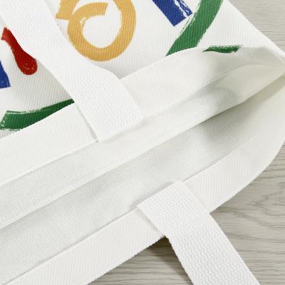 중국 로고와 글자 패턴이 있는 맞춤 실크 스크린 인쇄 솜 캔버스 쇼핑 토트 가방 판매용