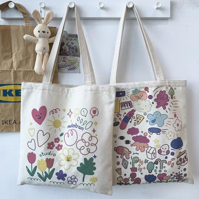 China Cartoon Print Canvas Tote Bag for Daily School Life Eco Friendly and Customized Color for sale