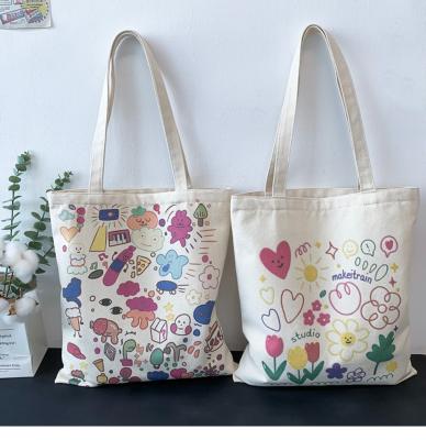 China Cartoon Print Canvas Tote Bag for Daily School Life Eco Friendly and Customized Color for sale