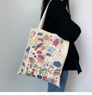China Cartoon Print Canvas Tote Bag for Daily School Life Eco Friendly and Customized Color for sale