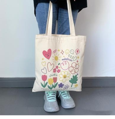 China Cartoon Print Canvas Tote Bag for Daily School Life Eco Friendly and Customized Color for sale