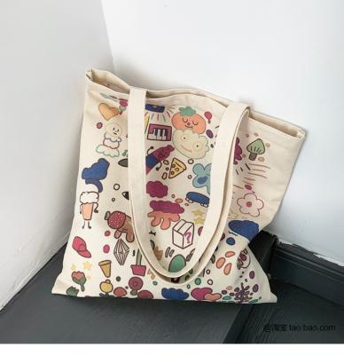 China Cartoon Print Canvas Tote Bag for Daily School Life Eco Friendly and Customized Color for sale