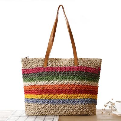 China Main Material Straw 2022 Fashion Women's Seaside Beach Tote Bag with Customized Color for sale