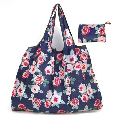 China Newest Fashinable Style Eco Friendly Foldable Polyester Floral Shopping Bag for Women for sale