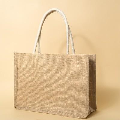 Cina Sacchetti di giuta ecologici con logo stampato personalizzato e maniglie in pelle in vendita