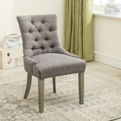 China Buttoned Dining Chair with stud,Linen Dining Chair,Modern Dining Chair Solid Rubber wood Leg Chair HL-7024 for sale