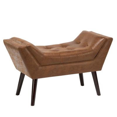 China Antique Ottoman Chair with Solid Wood Feet,Micro Fiber Stools for Living Room HL7016 for sale