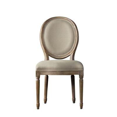 China Vintage Louis Dining Chair French Style,Solid Rubber Wood Antique Color with Cream Fabric Home Furniture-6001 for sale