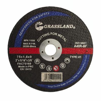 China 3 inch Metal Grinding Discs for Straight and Chip-Free Cuts 75mm x 1.6mm x 9mm Continuous Wheel Blade Tough Aluminum Oxide Abrasive 80 m/s for sale