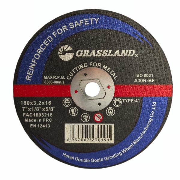 Quality GRASSLAND 7 Inch Inox Grinding Discs with Monocrystalline Fused Alumina 180mm X 3.2mm X 16mm for sale