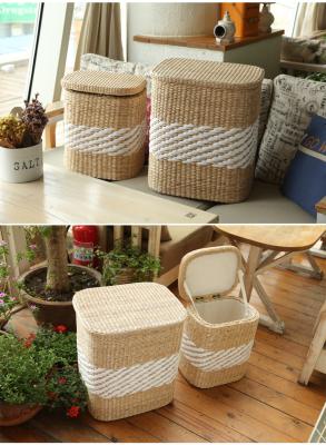 China Storage basket wood cabinet rush and willow laundry basket for sale
