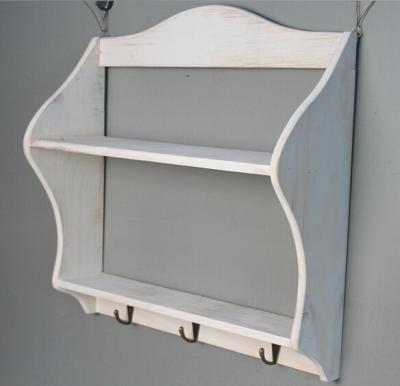 China Wooden wedding decoration Multi-function Storage Rack shelf Wood Sundries Holder with hook wall sticker for sale