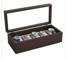 China 5 slots unisex watch solid wood box Gift display box with glass window Big watch suitable for sale