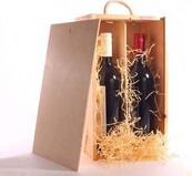 China Handmade Unfinished Wooden Wine Box With Slid Lid Two Bottle Use for sale
