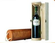 China Small Wooden Craft Boxes Christmas Wine Gift Tube Wooden Wine Box for sale